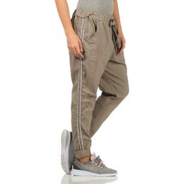 Mississhop Jogginghose Damen Hose Baumwollhose mit Seitlichen Silberstreifen M.348