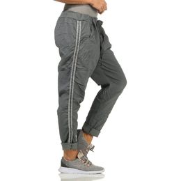 Mississhop Jogginghose Damen Hose Baumwollhose mit Seitlichen Silberstreifen M.348