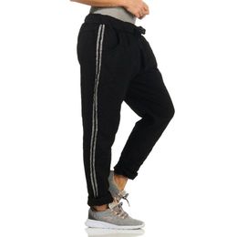 Mississhop Jogginghose Damen Hose Baumwollhose mit Seitlichen Silberstreifen M.348