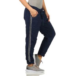 Mississhop Jogginghose Damen Hose Baumwollhose mit Seitlichen Silberstreifen M.348