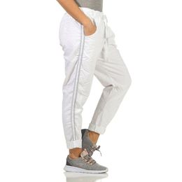 Mississhop Jogginghose Damen Hose Baumwollhose mit Seitlichen Silberstreifen M.348