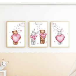 WANDKIND Poster Kinderzimmer Poster 3er Set Premium P709 / Teddybär mit Herz