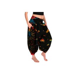 Kunst und Magie Haremshose Damen Batikhose Tie Dye Baumwoll Haremshose Wellnesshose Pluderhose