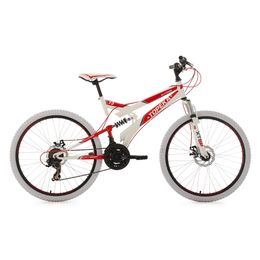 KS-Cycling Mountainbike KS CYCLING "Topeka" Fahrräder Gr. 44 cm, 26 Zoll (66,04 cm), rot (weiß, rot) Full Suspension
