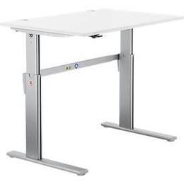Schreibtisch Standard, elektrisch höhenverstellbar, Rechteck, C-Fuß, B 1200 x T 800 x H 725-1185 mm, weiß/weißaluminium RAL 9006
