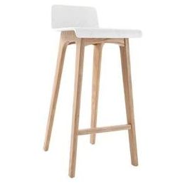 Miliboo Design-Barhocker / -stuhl Holz naturfarben und Weiß skandinavisch BALTIK