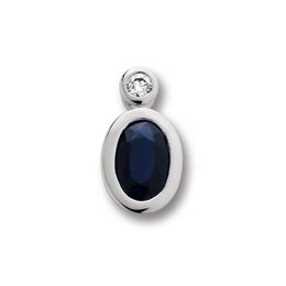 ONE ELEMENT Kette mit Anhänger 0.02 ct Diamant Brillant Safir Anhänger aus 585 Weißgold, Damen Schmuckset - Set mit verstellbarer Halskette, silberfarben