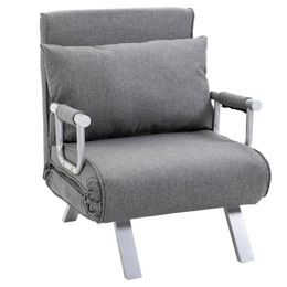 HOMCOM Schlafsofa 3 in 1 Sofa, Sessel oder Liege grau 65L x 69B x 80H cm