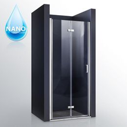 Sonni - Duschtüren bad Falttür Nischentür 180°Schwingtür Duschabtrennung Dusche Nano Glas esg 80x195cm