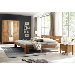 Schlafzimmer-Set Home Affaire "Modesty I" Schlafzimmermöbel-Sets Gr. Kleiderschrank mit Spiegel, beige (natur) Komplett Schlafzimmer bestehend aus einem 140 cm Bett, 3-türigem Schrank