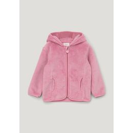 s.Oliver Outdoorjacke Kapuzenjacke aus Teddyplüsch Paspel