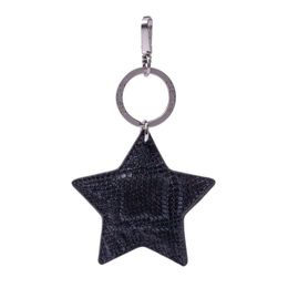 Gretchen Schlüsselanhänger Star Keyring, aus italienischem Kalbsleder, schwarz|silberfarben