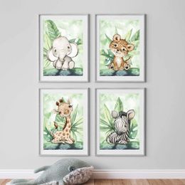 WANDKIND Poster Kinderzimmer Poster 4er Set Premium P717 / Dschungel