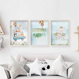 WANDKIND Poster Kinderzimmer Poster 3er Set Premium P754 / Hakuna Matata Party