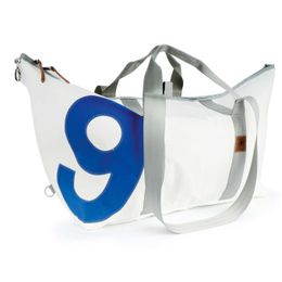 360grad Reisetasche Reisetasche recyceltes Segeltuch Kutter XL Weiss Zahl Blau