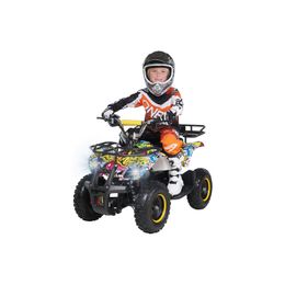 Actionbikes Motors Elektro-Kinderquad Torino, 1000 Watt, Pocket-Quad mit Scheibenbremsen, 24 km/h, 3 x 12-Volt-Batterie (Gelb Graffiti)