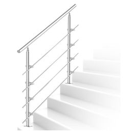 HENGDA Treppengeländer 80cm 5 Querstreben Edelstahl Geländer und Handläufe Balkongeländer Aufmontage Treppe Brüstung Balkon Pflegeleicht Innen und Außen