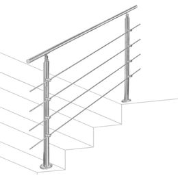 Treppengeländer Geländer Edelstahl Handlauf Brüstung Treppe Ø42mm für Treppen Balkon Innen & Außen 80CM mit 4 Querstreben - HENGDA