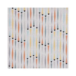 Stoff Dekostoffgeometrisch Stäbchen beige blau gelb orange grau 138cm