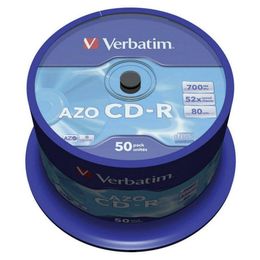 Verbatim CD-Rohling CD-R 700MB 52x AZO Crystal 50er Spindel