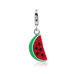 NENALINA Charm-Einhänger Melone Emaille Kristalle 925 Silber