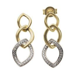 Firetti Paar Ohrstecker Schmuck Geschenk Gold 585 Ohrschmuck Rautenoptik, mit Brillant - Krappenfassung, gelb|goldfarben|weiß