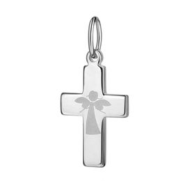 JEVELION Kreuzanhänger Kreuz Anhänger 925 Sterlingsilber mit Engelgravur (Silberkreuz
