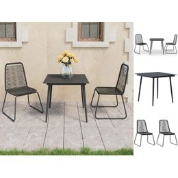 vidaXL Garten-Essgruppe 3-tlg Garten-Essgruppe PVC Rattan Schwarz Sitzgruppe Set Sitzgruppe