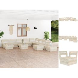 vidaXL Garten-Essgruppe 12-tlg Garten-Paletten-Lounge-Set Imprägniertes Fichtenholz Sitzgruppe