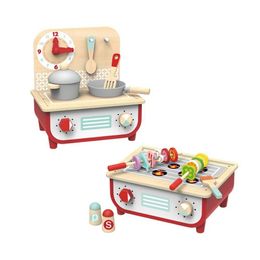 Tooky Toy Spielküche 2 in 1 Kinder-Holzküche