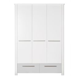 Kinderkleiderschrank Roba "Linus, 3-türig" Gr. B/H/T: 137 cm x 200 cm x 53 cm, 3 St., grau (weiß, grau) Baby Schränke Kinderschränke