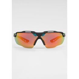 Sonnenbrille BACK IN BLACK Eyewear orange (schwarz, orange) Damen Brillen Eckige Sonnenbrille mit gebogenen Gläsern