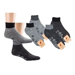 Wowerat ABS-Socken Kurz Socken mit Alpaka Wolle und schönen ABS Blumen Eiskristallen (2 Paar) Innenfrottee