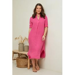 Curvy Lady Leinen-Kleid in Pink - 44/46