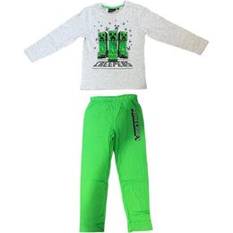 Minecraft Pyjama Langer Kinder Schlafanzug Jungen + Mädchen Zocker Gamer 128