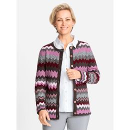 Ajourstrickjacke CLASSIC Gr. 38, rosa (rosé, anthrazit, gemustert) Damen Strickjacken Ajourstrickjacken