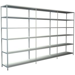 SCHULTE REGALWELT Steckregal Stecksystem Grund- und 2x Anbauregale, Metall weiß, 2300x2600x500 mm, 18 Böden, weiß