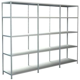 SCHULTE REGALWELT Steckregal Stecksystem Grund- und 2x Anbauregale, Metall weiß, 1800x2600x500 mm, 15 Böden, weiß