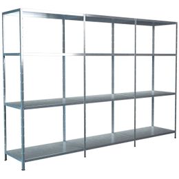 SCHULTE REGALWELT Steckregal Stecksystem Grund- und 2x Anbauregale, Metall verzinkt, 1800x2600x350 mm, 12 Böden, silberfarben