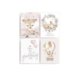 homestyle-accessoires Poster Bilderset BAMBI SCHLAF GUT KLEINER ENGEL 4er SET Kinderbilder