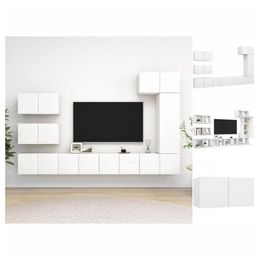 vidaXL Kleiderschrank 8-tlg TV-Schrank-Set Weiß Spanplatte