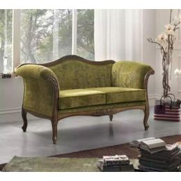 JVmoebel 2-Sitzer Grün Sofa 2 Sitzer Textil Holz Polster Couch Design Luxus Neu