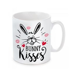 Herzbotschaft Tasse Kaffeebecher mit Motiv Bunny kisses