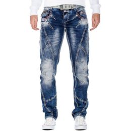 Cipo & Baxx Cipo & Baxx Regular-fit-Jeans Hose BA-CD563 mit dicken Ziernähten und Waschung