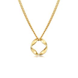 Elli Premium Kette mit Anhänger »Kreis Design Twisted Gedreht 585 Gelbgold« Gold 45 Zarte Halskette mit Kreis Element für Damen