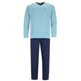 Hajo Schlafanzug Herren Pyjama mit V-Ausschnitt (2 tlg) Baumwolle