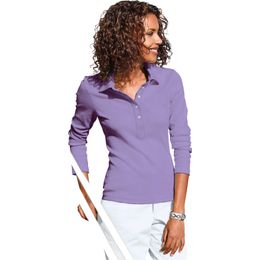 CR&Eacute;ATION L Damen Langarm-Poloshirt in reiner Baumwoll-Qualit&auml;t lavendel Gr&ouml;&szlig;e 48