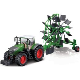 Bburago Spielzeug-Traktor Farmland, FENDT Vario 1050 mit Heuwender, grün