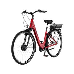 Fischer CITA 1.0 Citybike (Laufradgröße: 28 Zoll, Damen-Rad, 317 Wh, Rot glänzend)