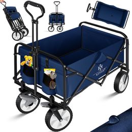 Kesser&reg; Bollerwagen faltbar Handwagen Transportkarre max. 150kg Tragkraft & 360&deg; PVC-Reifen Ger&auml;tewagen inkl. 2 Netztaschen, Seitentasche & Abdeckung Transportwagen Gartenanh&auml;nger ohne Dach